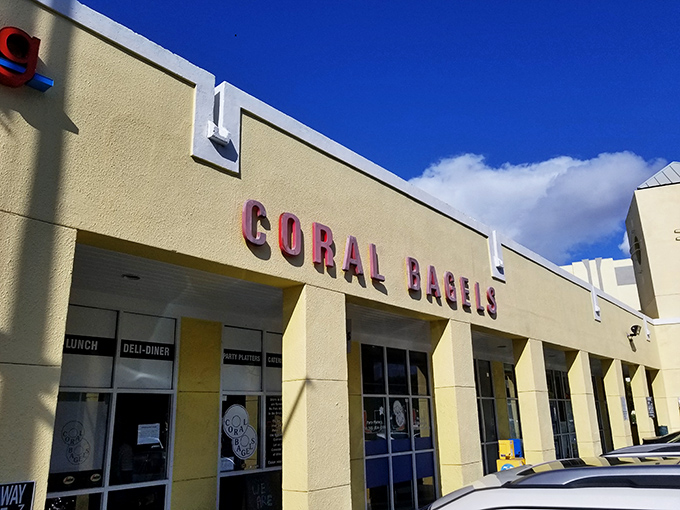 The unassuming yellow exterior of Coral Bagels might not stop traffic, but locals know this strip mall gem houses breakfast treasures worth seeking out.