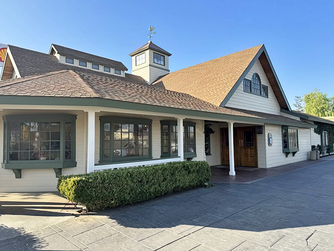 The farmhouse-style exterior of Hodel's promises comfort before you even step inside. Like finding a country oasis in Bakersfield's urban landscape.