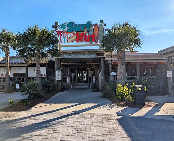 The entrance to paradise doesn't require pearly gates&mdash;just palm trees, a colorful sign, and the promise of seafood that'll make you weep with joy.