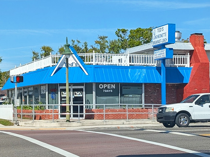 Ted's iconic blue roof stands out like a beacon of culinary hope on Walsingham Road, promising simple pleasures done extraordinarily well.