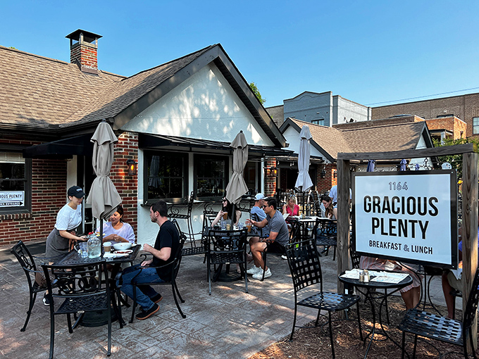 The charming brick exterior of Gracious Plenty beckons like an old friend inviting you over for breakfast worth getting out of bed for.