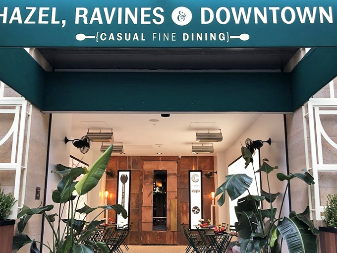 The emerald awning of Hazel's beckons like a culinary lighthouse in Birmingham, promising seafood treasures that would make even a New Englander do a double-take.