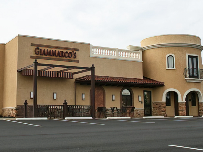 The Mediterranean-inspired exterior of Giammarco's stands like a Tuscan mirage in suburban Ohio, promising authentic Italian flavors behind those welcoming doors.
