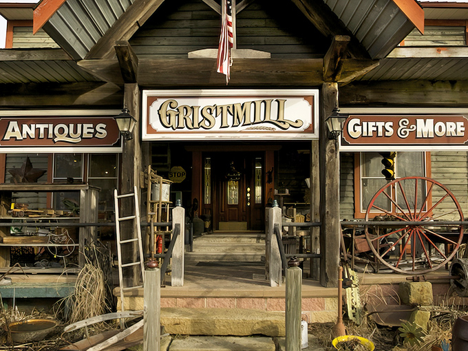 The weathered wooden facade of Grist Mill Antiques beckons like an old friend, promising treasures that Instagram filters can't replicate and stories no smartphone can tell.