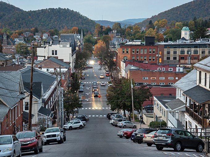 Evening light transforms Bellefonte's main street into something that would make Norman Rockwell reach for his paintbrush.