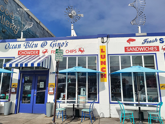 The coastal equivalent of finding a $20 bill in your winter coat&mdash;unassuming from the outside, but promising treasures within. Those metal sculptures hint at the creativity awaiting inside.
