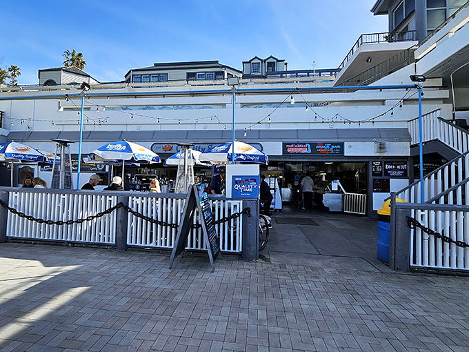The unassuming entrance to seafood paradise. No fancy frills needed when the ocean's bounty speaks for itself.