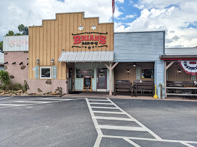 The Western-style fa&ccedil;ade of Brian's isn't just Instagram bait&mdash;it's a promise of authentic BBQ magic waiting inside.