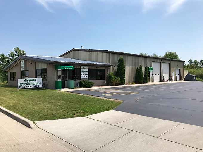 The unassuming exterior of Repeat Performance belies the treasure trove within&mdash;like finding a secret portal to bargain heaven in Manitowoc.