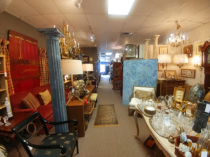 Crystal chandeliers and vintage treasures create a symphony of elegance in every carefully curated corner.