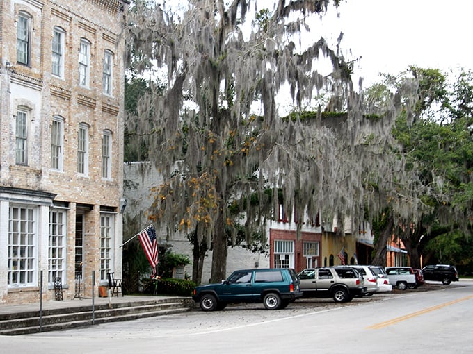 Spanish moss drapes over Micanopy's historic buildings like nature's own theater curtains, revealing a downtown straight from a time capsule.