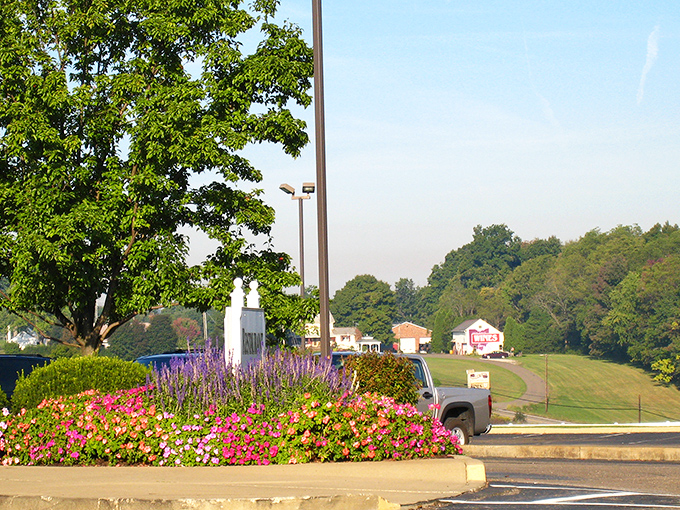 Colorful flowers brighten the town entrance, nature's version of rolling out the red carpet. Even the bees seem to linger here longer than necessary.
