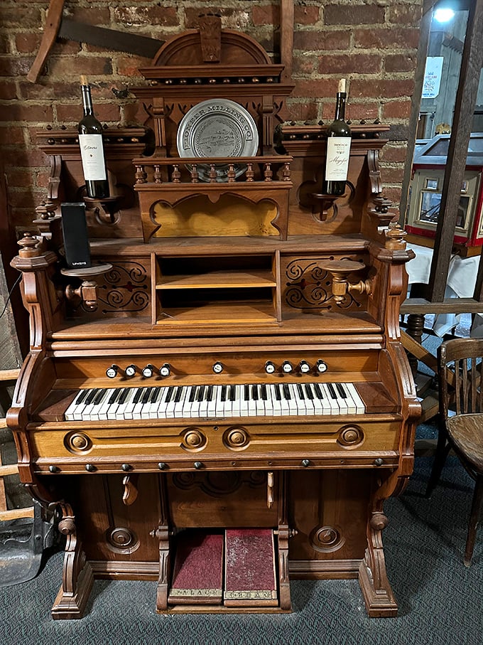 This antique pump organ isn't just decoration&mdash;it's a reminder that some things, like good food and craftsmanship, are timeless.