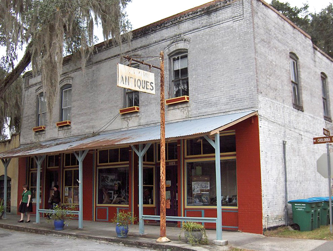 "ANTIQUES" &ndash; the sign promises, and the weathered building delivers. This is where family heirlooms and forgotten treasures find new admirers and homes.