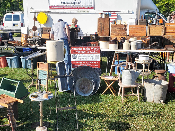 Vintage crocks and antique treasures transport you straight back to simpler, more charming times.