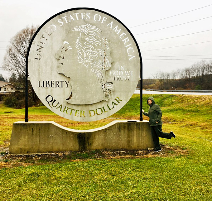 Autumn colors frame this metallic marvel like nature's own gift wrapping for roadside treasures.