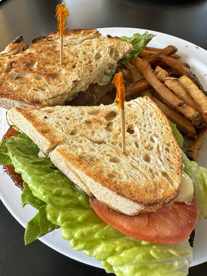 This isn't just a sandwich; it's architectural perfection&mdash;crispy toast, garden-fresh lettuce, and tomatoes that actually taste like tomatoes.