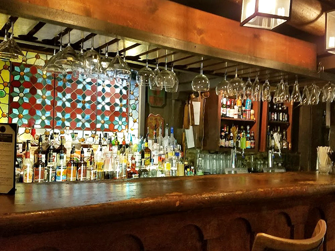 The tavern area serves spirits of both the liquid and allegedly supernatural varieties with equal hospitality.