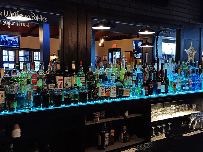 The illuminated bar display isn't just impressive—it's like the Smithsonian of spirits with better lighting and more immediate rewards.