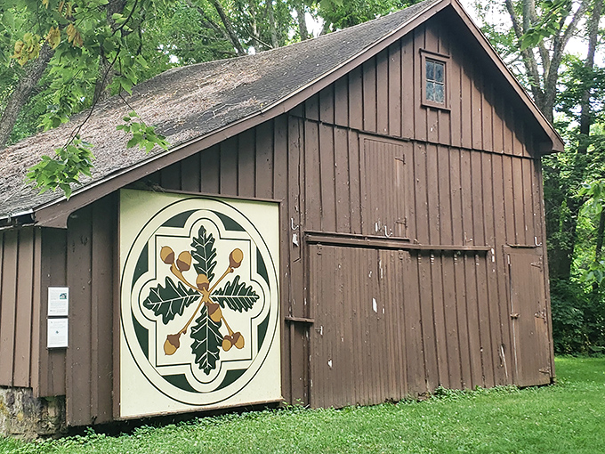 This rustic outbuilding with its folk art decoration proves that even the utilitarian structures at Mac-A-Cheek have stories to tell.