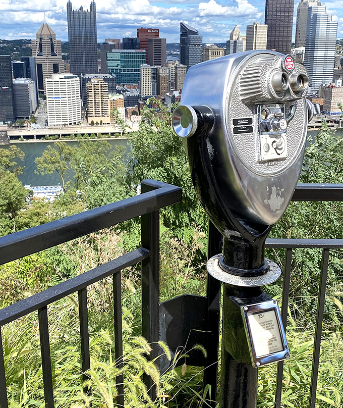 Sometimes the best way to see a city is through a coin-operated telescope and childlike wonder.