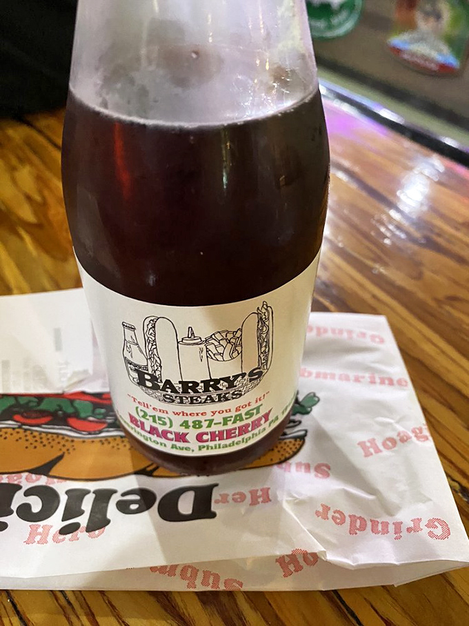 Black cherry soda in a glass bottle&mdash;the kind of nostalgic beverage that makes everything taste better. Philly sandwich culture in liquid form.