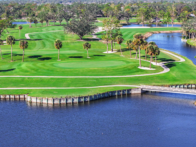 Golf courses where water hazards are actually scenic features. In Englewood, even a bad shot lands you a good view.
