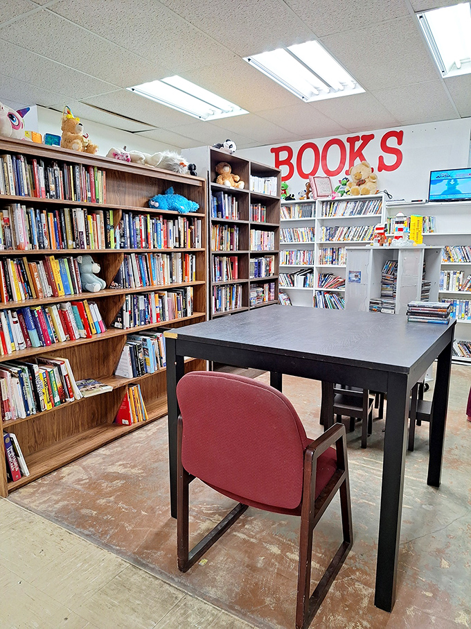 The book nook: where literary adventures cost less than a cup of coffee. That reading chair has supported countless backside book journeys.