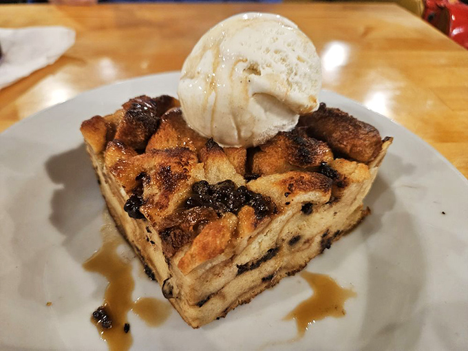 Bread pudding that's had a close encounter with caramel sauce and ice cream&mdash;comfort food that's dressed up for a night on the town.