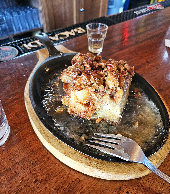 Bread pudding that makes you question why you'd ever waste stomach space on vegetables. Sweet, decadent rebellion on a plate.