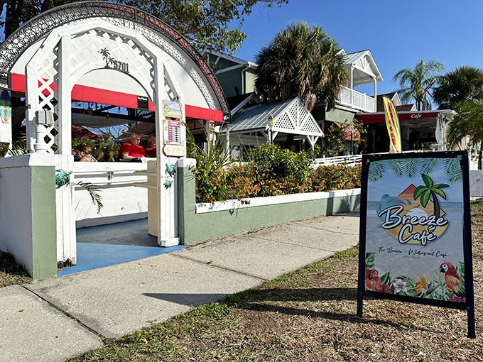 Breeze Caf&eacute;'s whimsical entrance arch feels like stepping into a storybook &ndash; one where the main character always orders dessert.