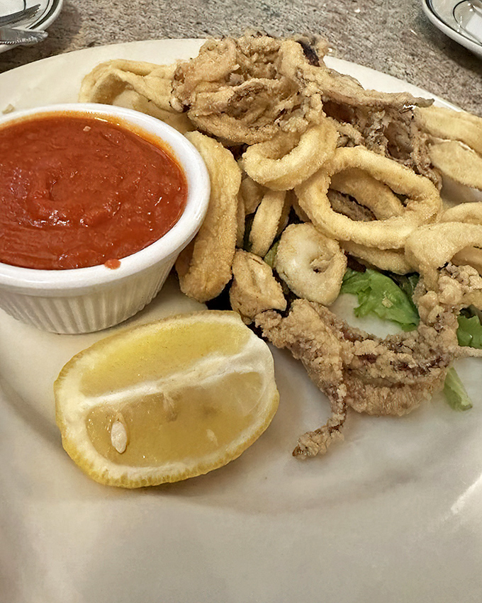 More calamari because one photo simply isn't enough. This crispy squadron of squid is headed straight for flavor town.