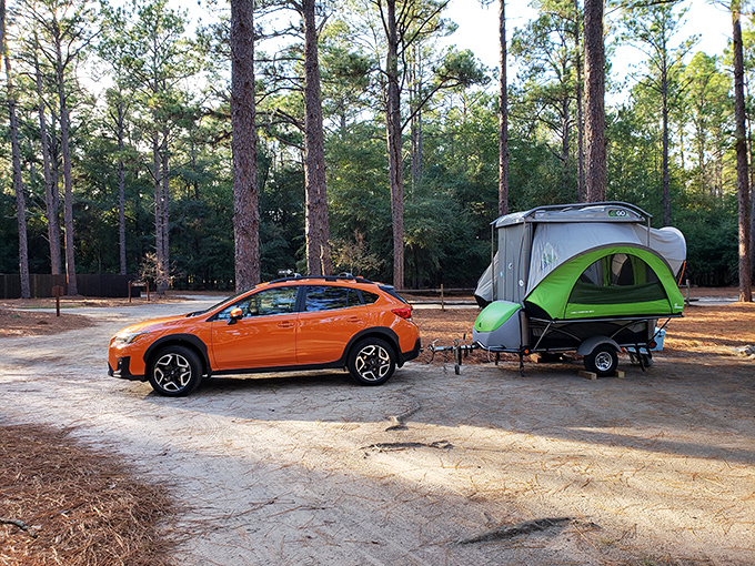 Glamping meets practicality in this cozy setup. Proof that enjoying nature doesn't require abandoning all the comforts that separate us from our cave-dwelling ancestors.