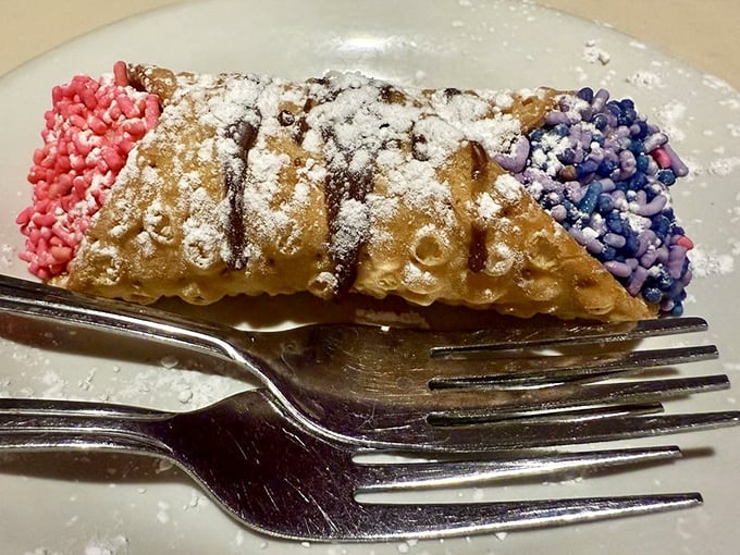 A cannoli that doesn't pretend to be anything but what it is&mdash;a sweet, crunchy vessel for creamy ricotta filling. Simple, honest dessert perfection.