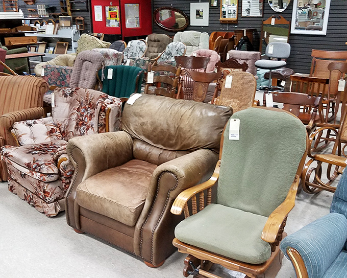 Chair-vana! From sturdy wooden dining chairs to plush recliners, this collection could seat a small Wisconsin town for the annual community potluck.
