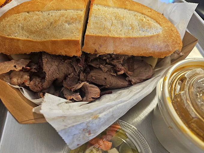The Chicago-style beef sandwich: a meaty masterpiece that somehow makes the journey from Midwest to West Coast without losing an ounce of authenticity.