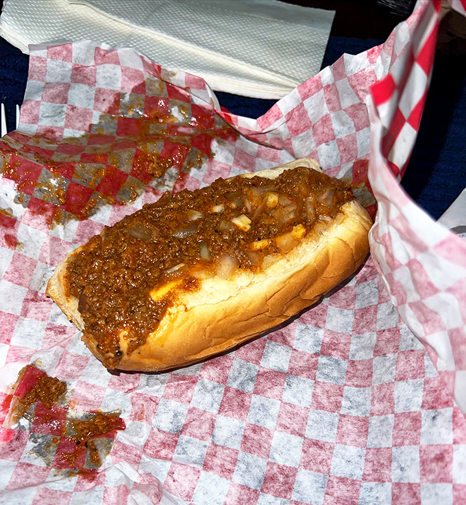 Some call it a chili dog, I call it edible happiness. This classic comes smothered in homestyle chili that would make your grandmother nod in approval.