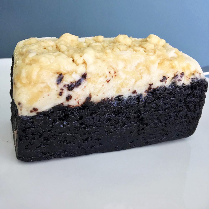 A chocolate cake with cream cheese frosting that makes you wonder why anyone bothers with tiramisu or cr&egrave;me br&ucirc;l&eacute;e when this exists.