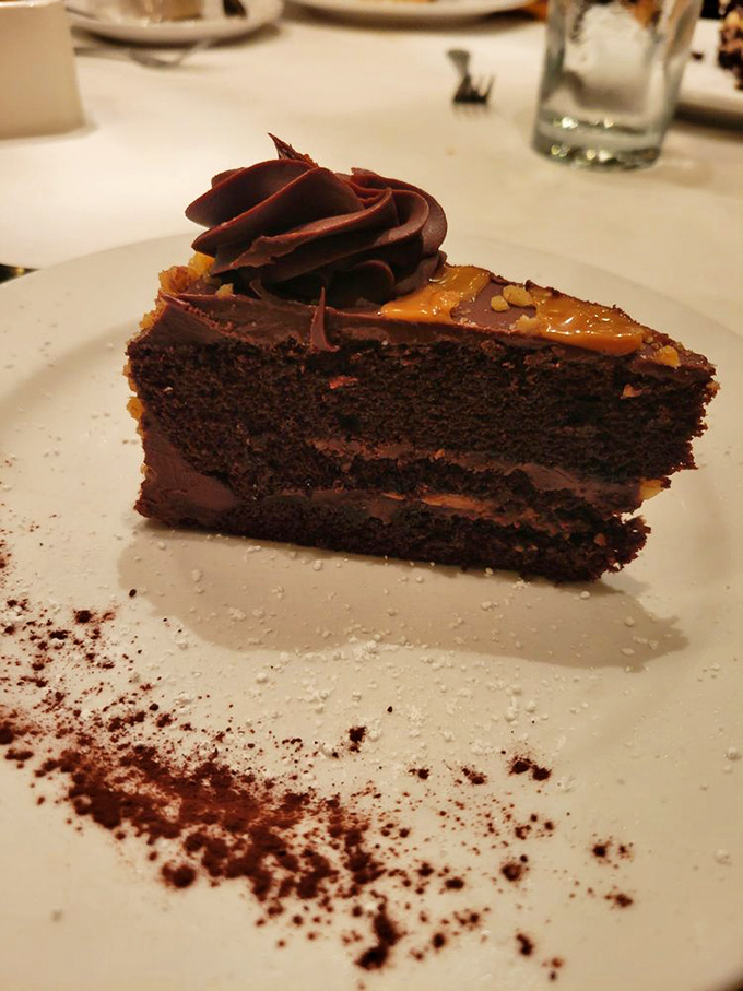 A chocolate torte that deserves its own Instagram account&mdash;layers of decadence with caramel that would make you lick the plate if no one was looking.