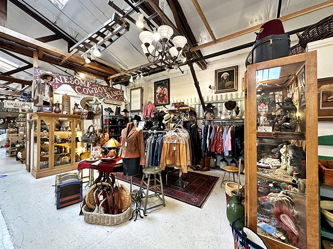 The "Lonesome Cowboy" booth offers Western wear with authentic character. These aren't costumes&mdash;they're time capsules with belt loops.