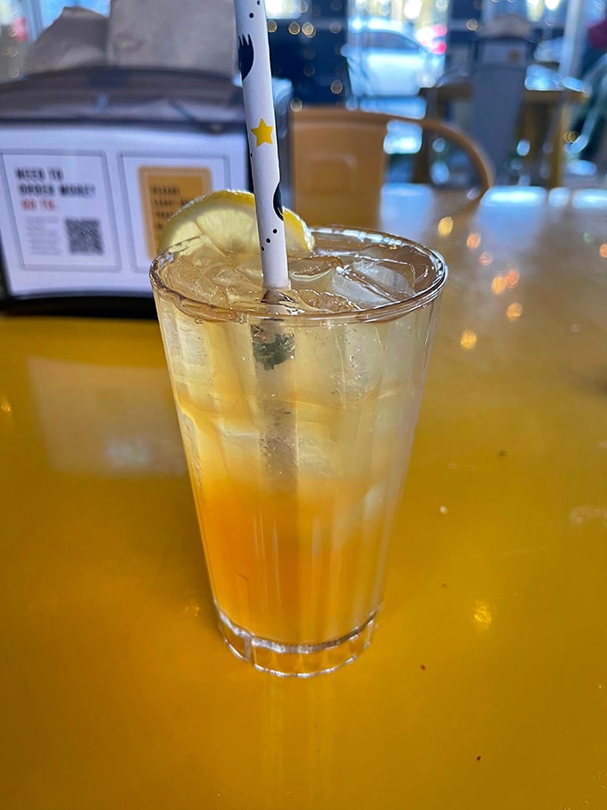 Sunshine in a glass with a paper straw. This refreshing lemonade provides the perfect counterpoint to rich, savory chicken &ndash; nature's perfect palate cleanser.