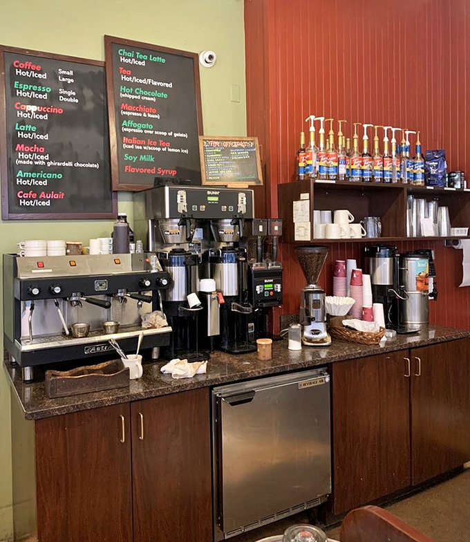 Fresh coffee brewing signals that this place understands the sacred Italian relationship between caffeine and pastry.