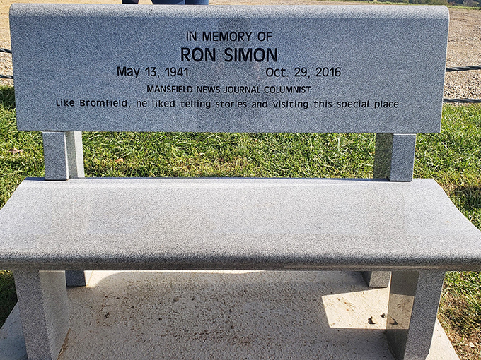 A bench dedicated to storyteller Ron Simon&mdash;because some views are better when shared through words.