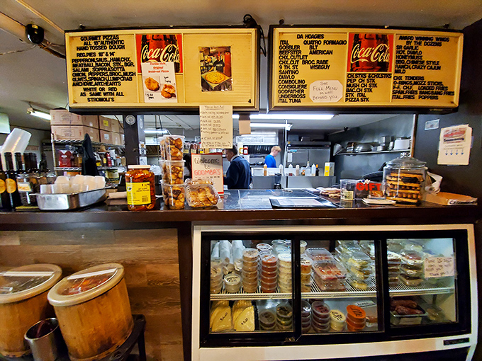 Behind every great sandwich is a counter like this – where magic happens daily and desserts tempt you from the display case with their come-hither looks.