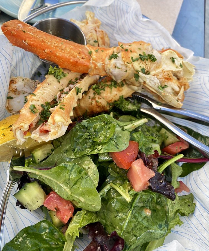 This isn't just seafood&mdash;it's edible art. Sweet crab meat paired with fresh greens creates a perfect balance of indulgence and virtue.