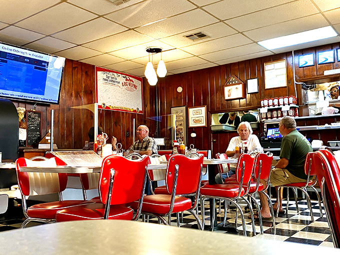The breakfast counter&mdash;where strangers become neighbors and neighbors become friends. Those red chairs have heard more town gossip than any therapist.