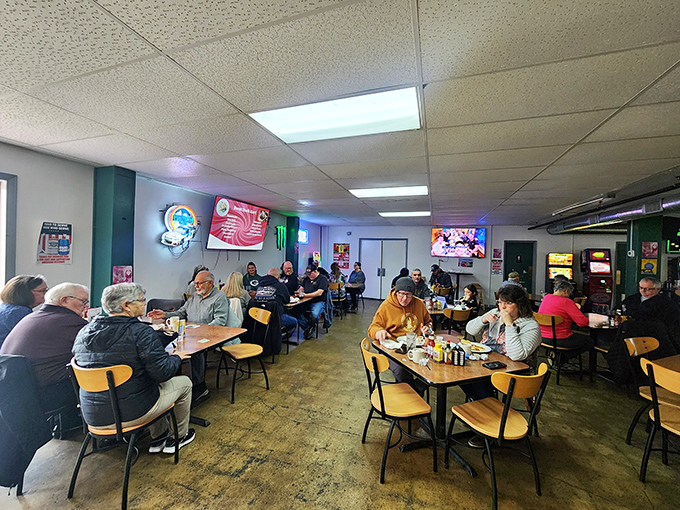 The true measure of a local joint: tables filled with regulars who know exactly what they're ordering before sitting down.