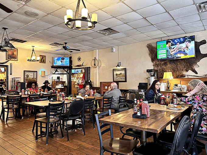 Where locals gather to solve the world's problems over perfectly grilled proteins—a dining room that feels more like a community living room.