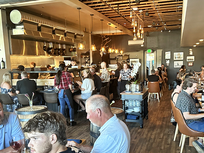 Where food lovers gather to worship at the altar of great cooking. The bustling dining room hums with the sound of happiness.