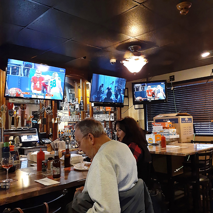 The bar area &ndash; where locals gather to debate Eagles prospects while enjoying sandwiches that require both hands and complete concentration.